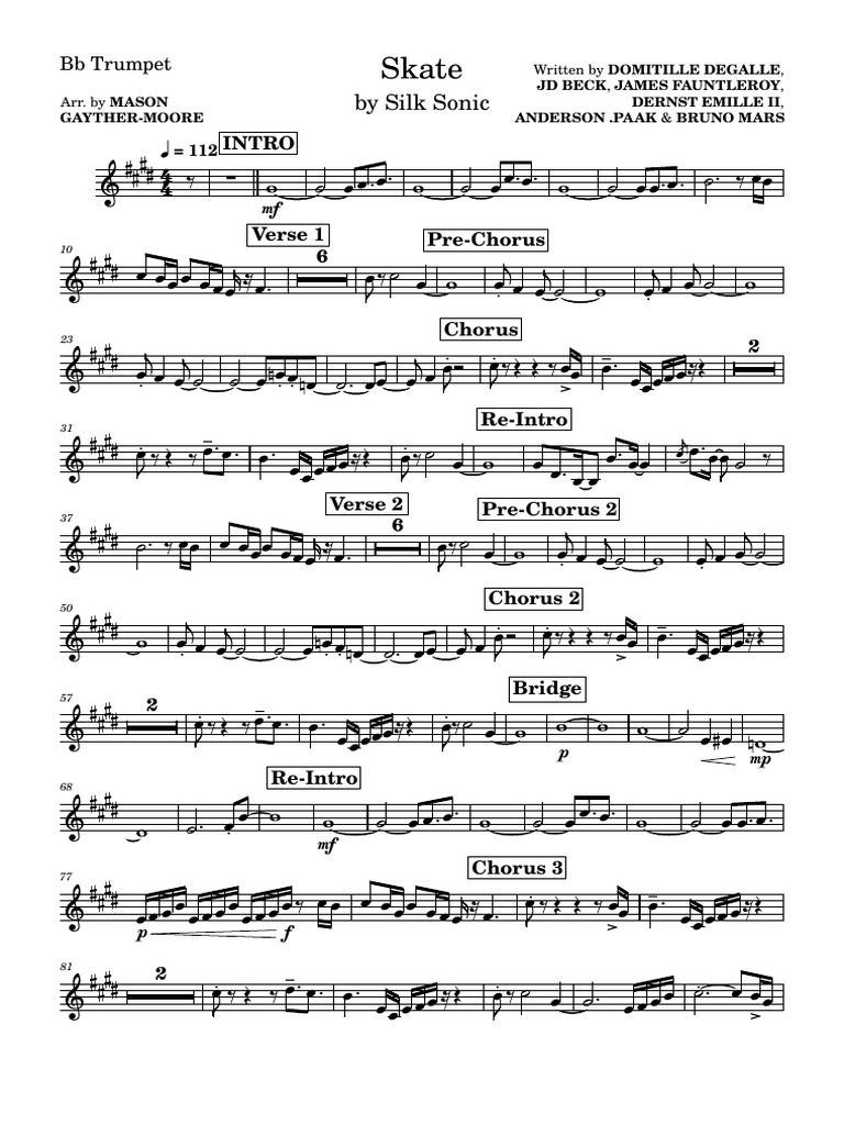 Skate-Bb Trumpet | PDF | Song Structure | Songs