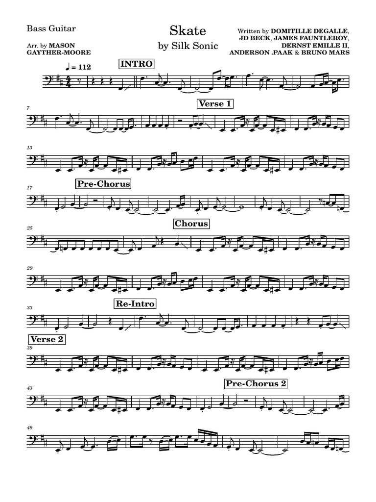 Skate-Bass Guitar | PDF | Song Structure | Song Forms