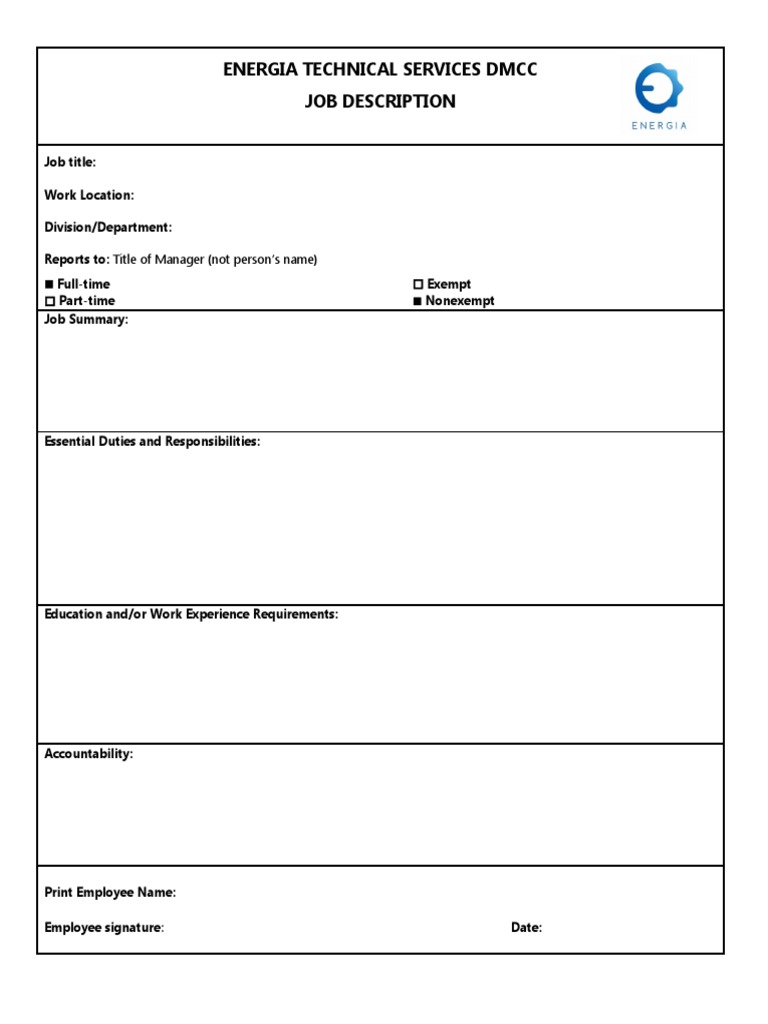 Free Job Description Form in Word | PDF | Career & Growth | Technology ...