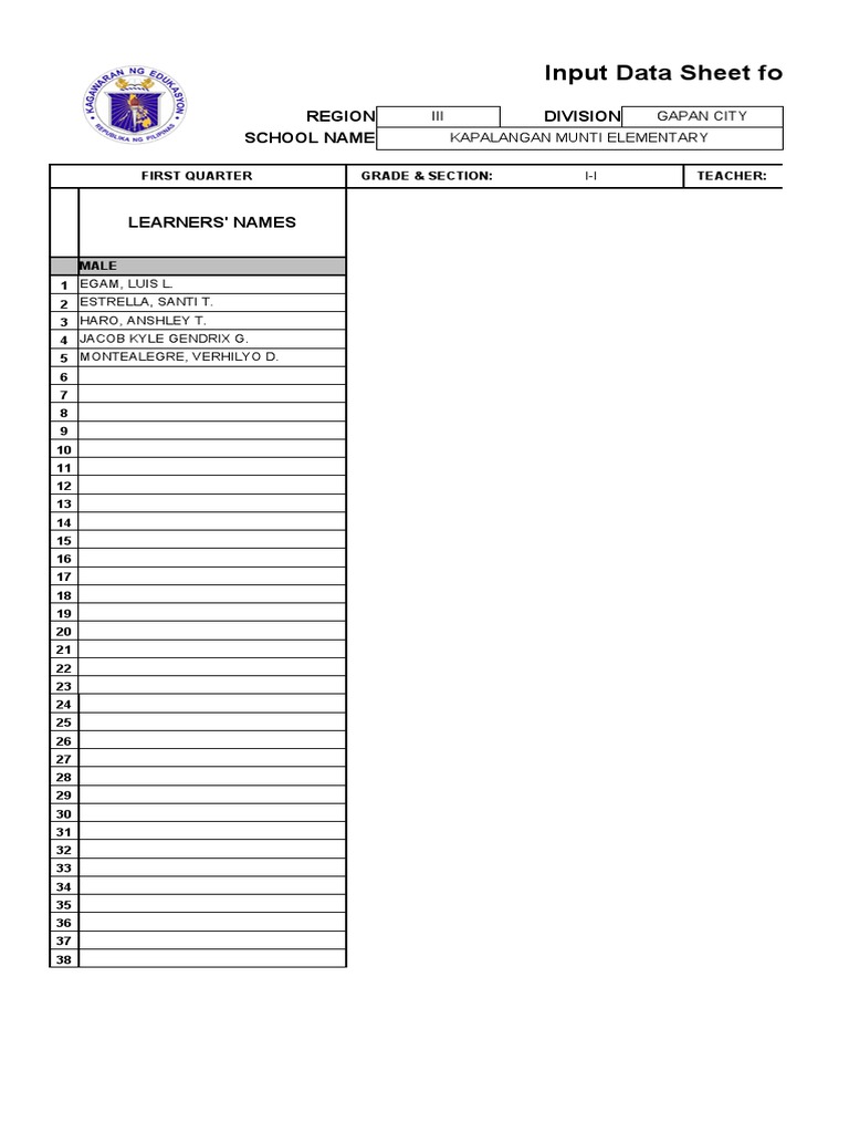 Grade 1 - 1st Quarter Grading Sheet 2021 | PDF | Behavior Modification