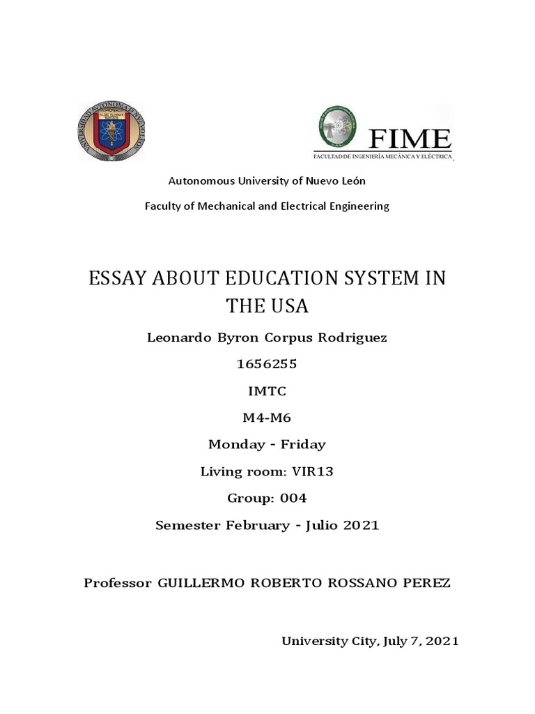 Essay About Education System in The Usa | PDF | Schools | University ...