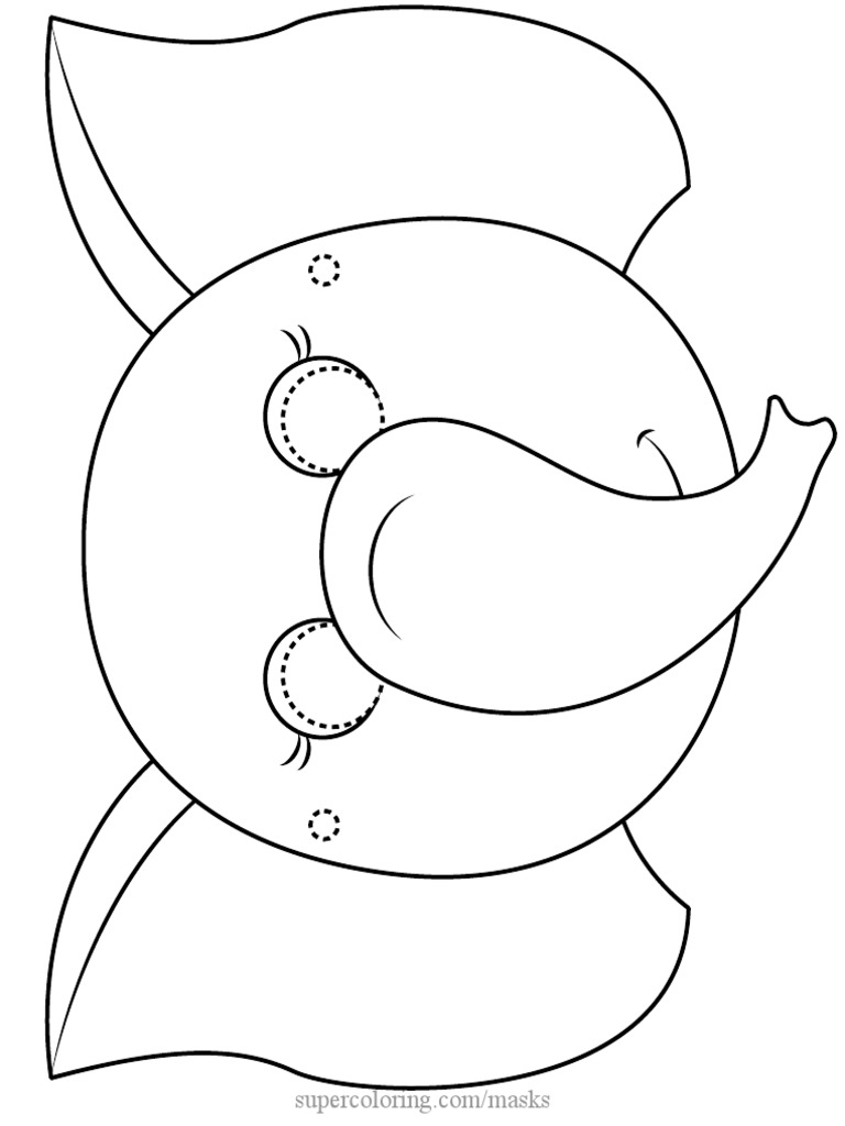 Elephant Mask Outline Coloring Page | PDF