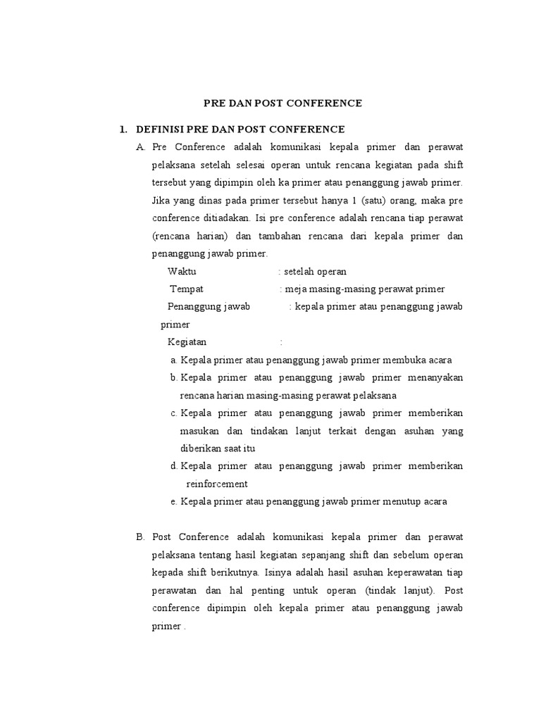 Efektivitas Pre dan Post Conference Keperawatan | PDF
