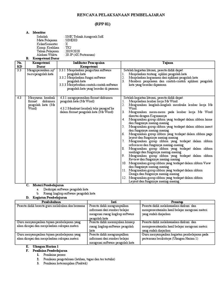 RPP 01 Simdik | PDF | Karier & Perkembangan | Seni