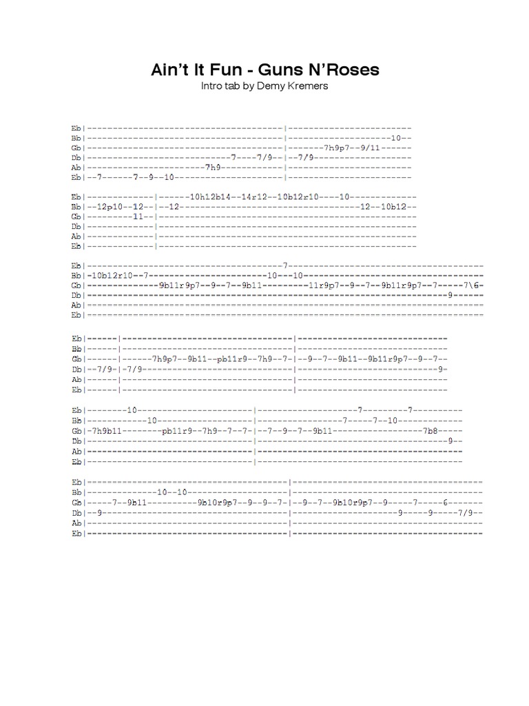 Ain't It Fun Intro Tab | PDF