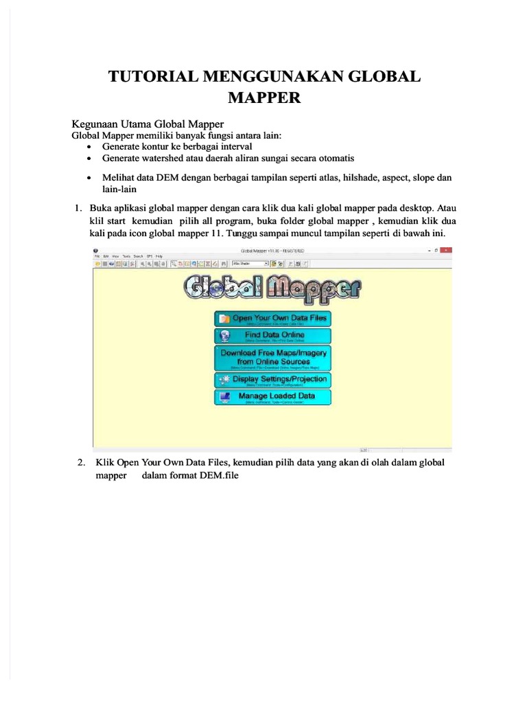 Tutorial Menggunakan Global Mapper | PDF