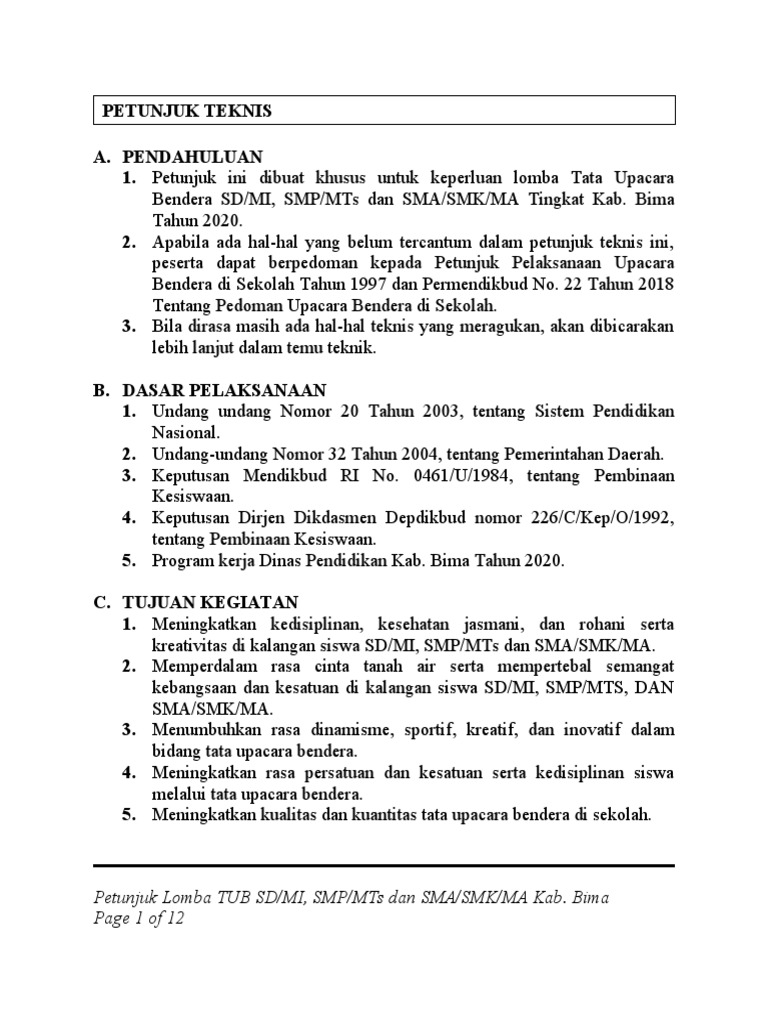 Juknis Tub 2020 | PDF