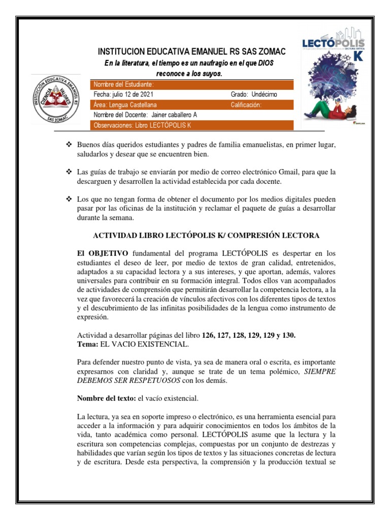 11° Libro Lectopolis El Vacio Existencial | PDF | Libros | Cognición