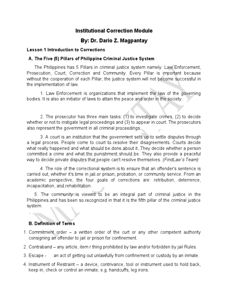 Lesson 1 Institutional Correction Module | PDF | Punishments | Prison