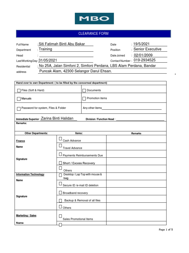 Clearance & Exit Interview Form 310119 | PDF | Human Resources | Employment