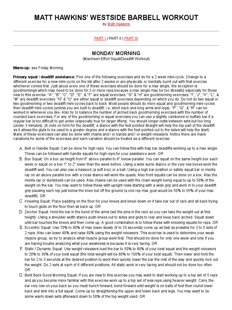 Westside Barbell Workout pt2 | PDF | Physical Fitness | Physical Exercise