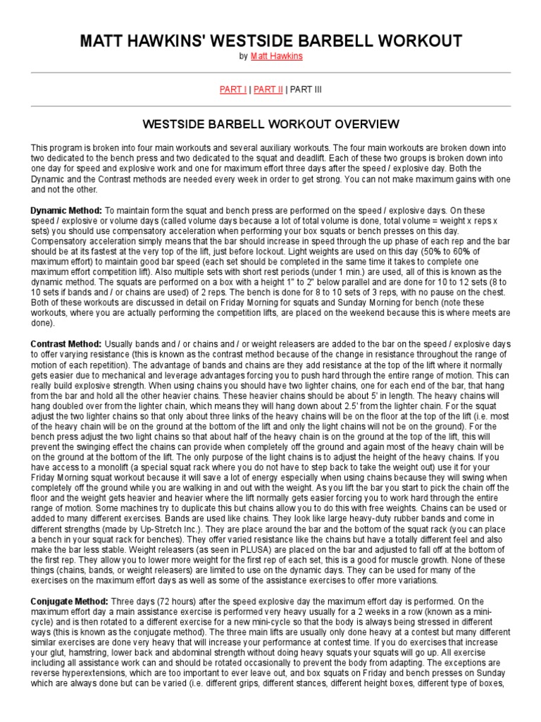 Westside Barbell Workout pt3 | PDF | Recreation | Physical Exercise