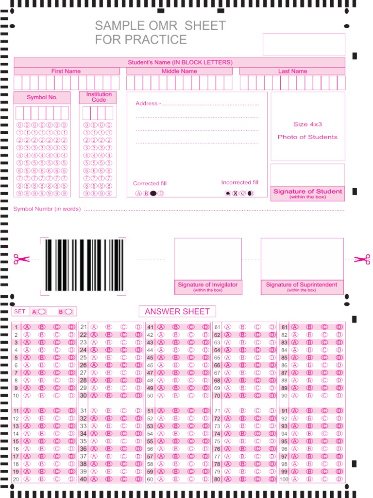 Sample Omr Sheet PSC 100 Questions | PDF