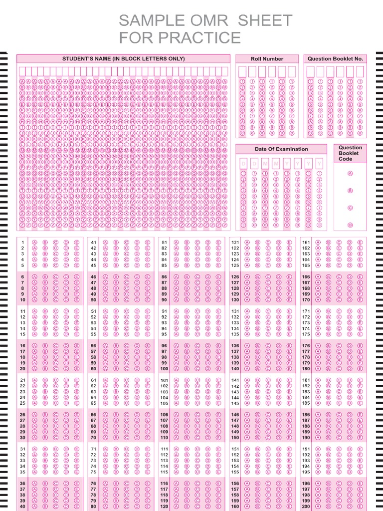 Sample Omr Answer Sheet 200 Questions | PDF