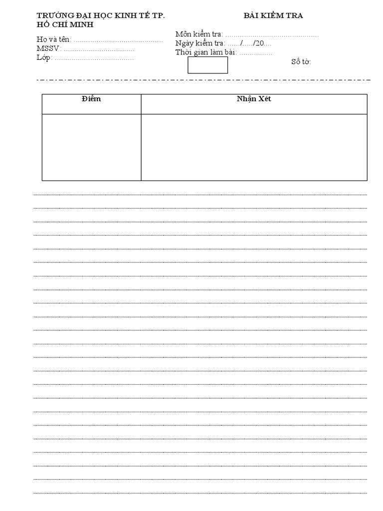 Mau Giay Thi A4 | PDF