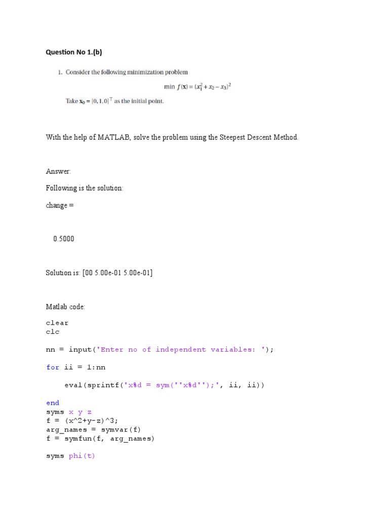 Question No 1. (B) : 'Enter No of Independent Variables: ' | PDF | Mathematical Optimization ...