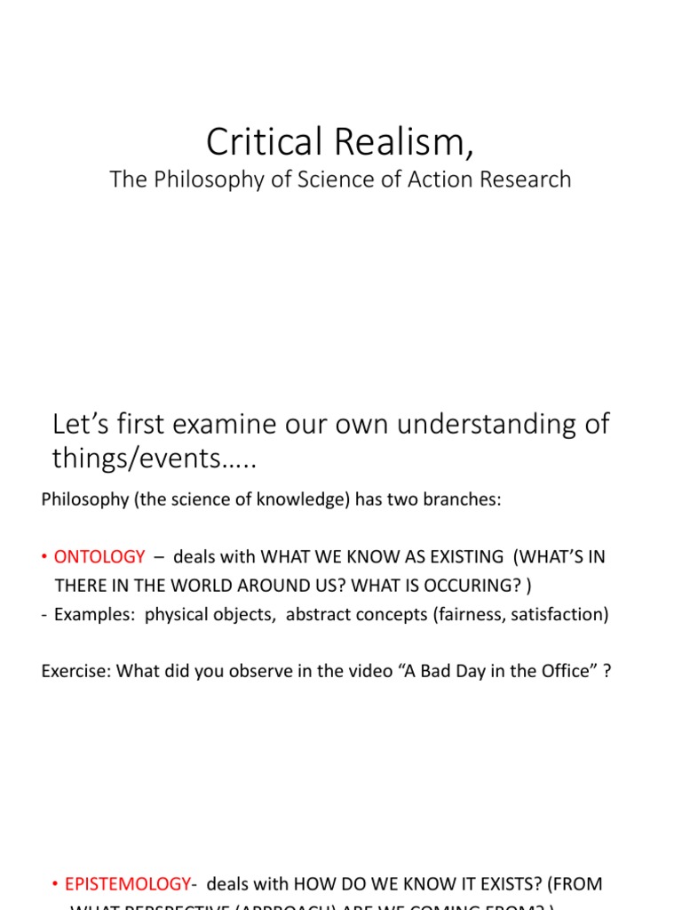 Critical Realism - The Philosophy of Science of AR | PDF | Reality ...