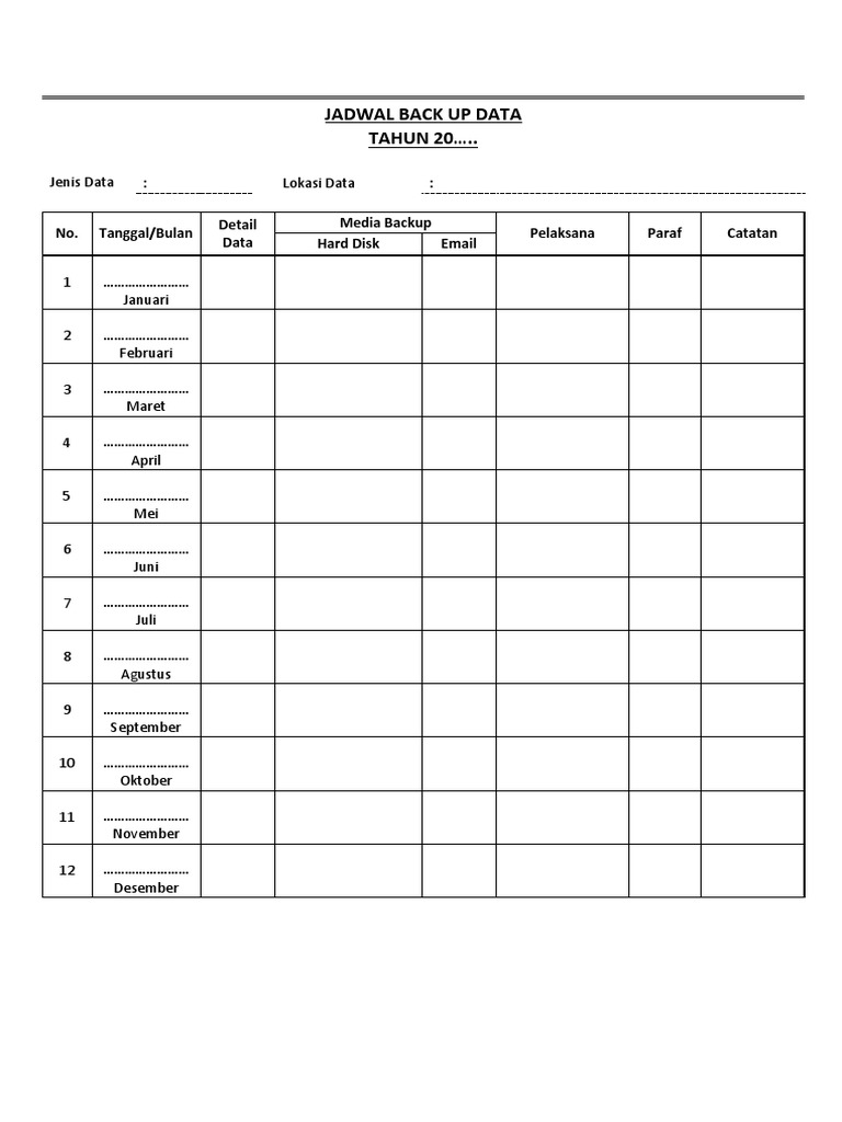 Jadwal Back Up Data | PDF