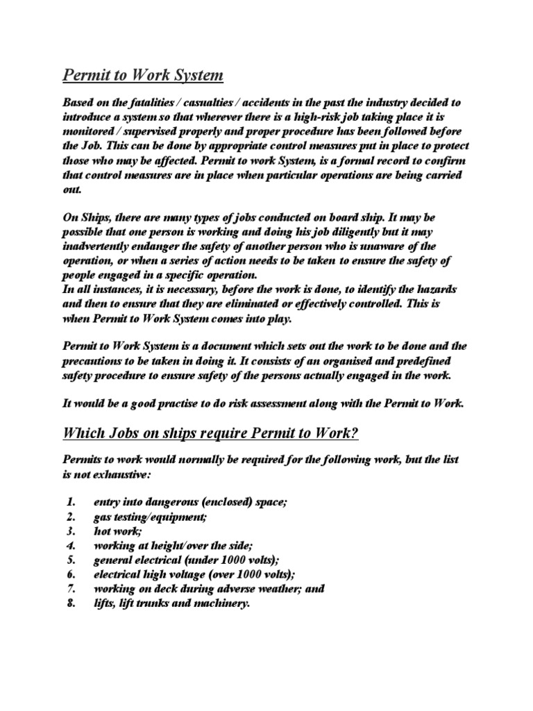 Permit To Work System Reasons For Its Failure | PDF | Safety | Risk ...