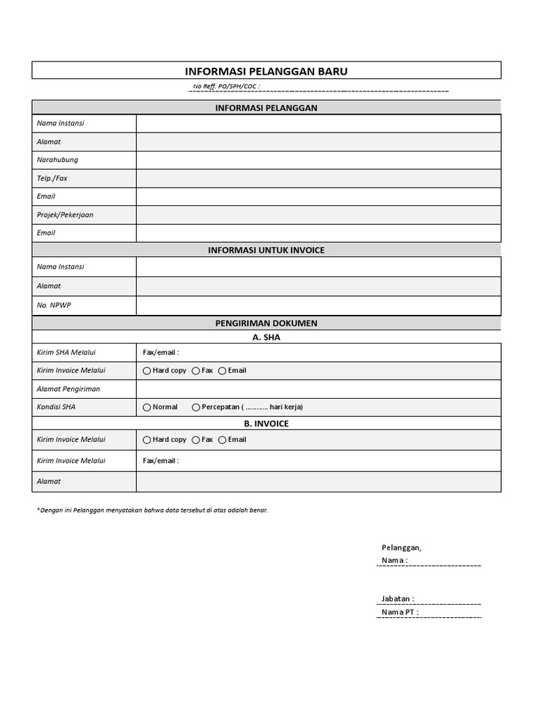 Informasi Pelanggan Baru | PDF