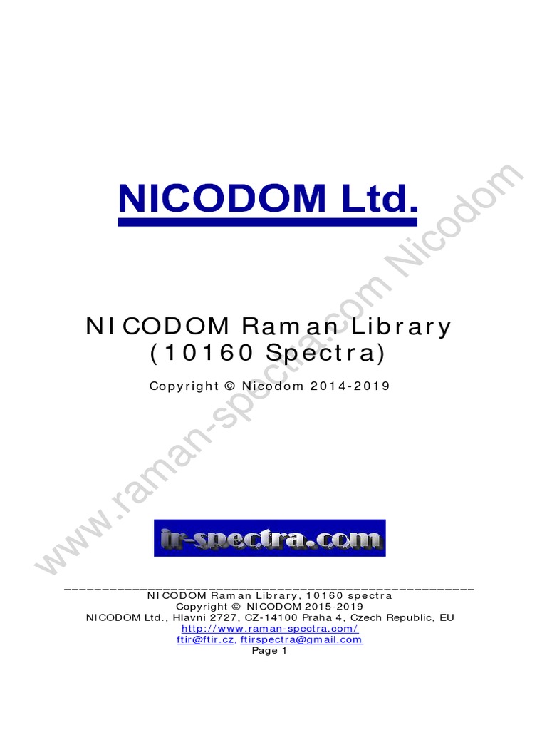NICODOM Raman Library 10160 Spectra | PDF | Sodium | Salt (Chemistry)