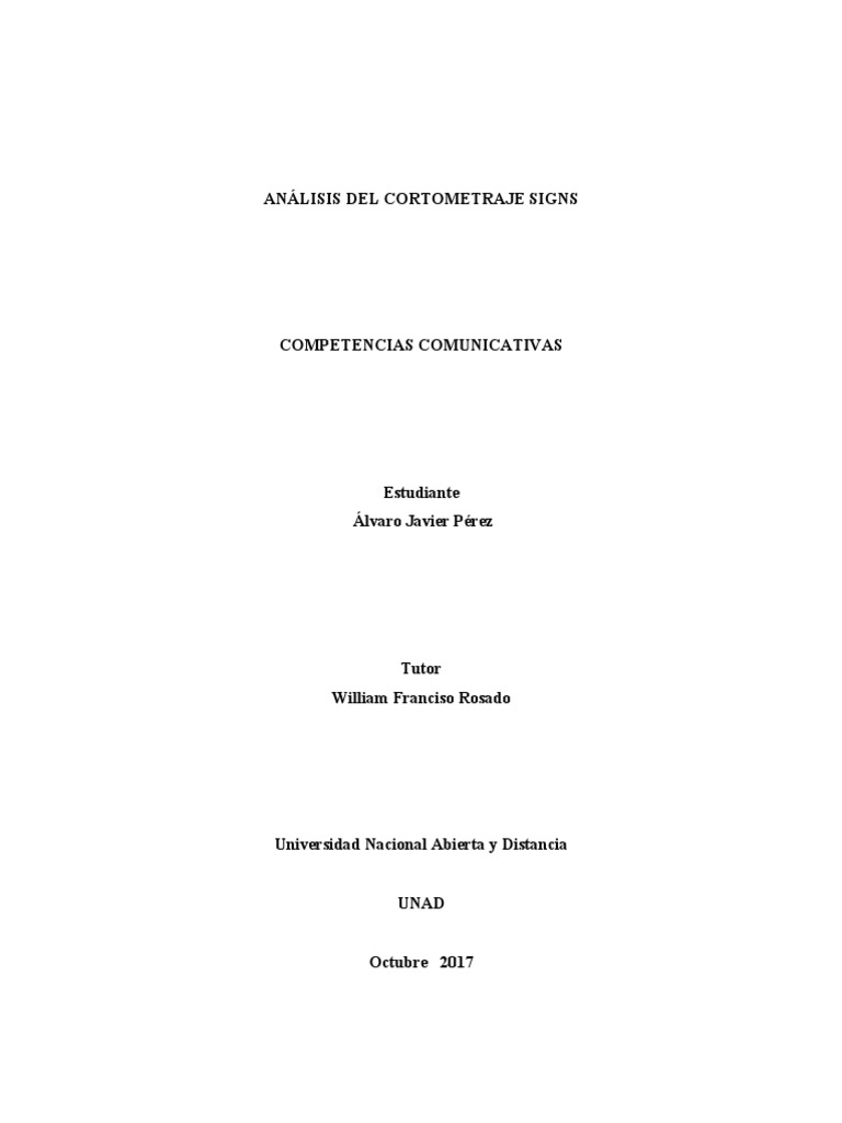 Análisis del cortometraje Signs | PDF | Comunicación no verbal ...