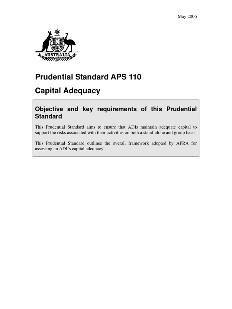 Prudential Standard APS 110 Capital Adequacy: Objective and Key ...