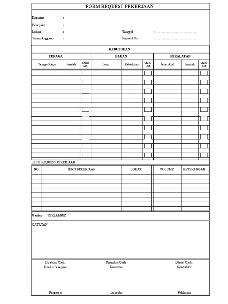 Form Request Pekerjaan Proyek | PDF
