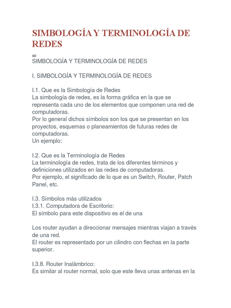 Simbología y Terminología de Redes | PDF | Enrutador (Computación ...