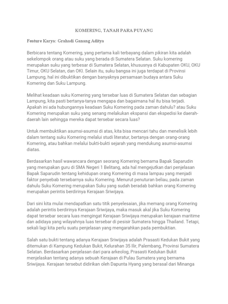Sejarah dan Budaya Suku Komering | PDF | Sejarah
