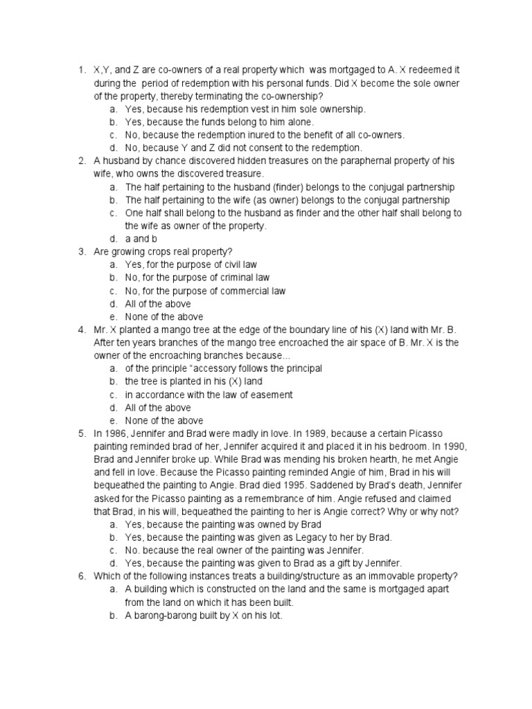 Sample Qs From Prop GC | PDF | Property | Concurrent Estate