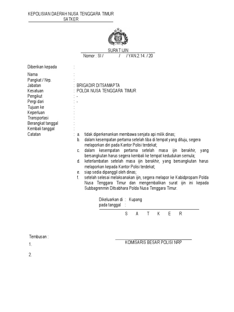 Format Surat Ijin Polri | PDF
