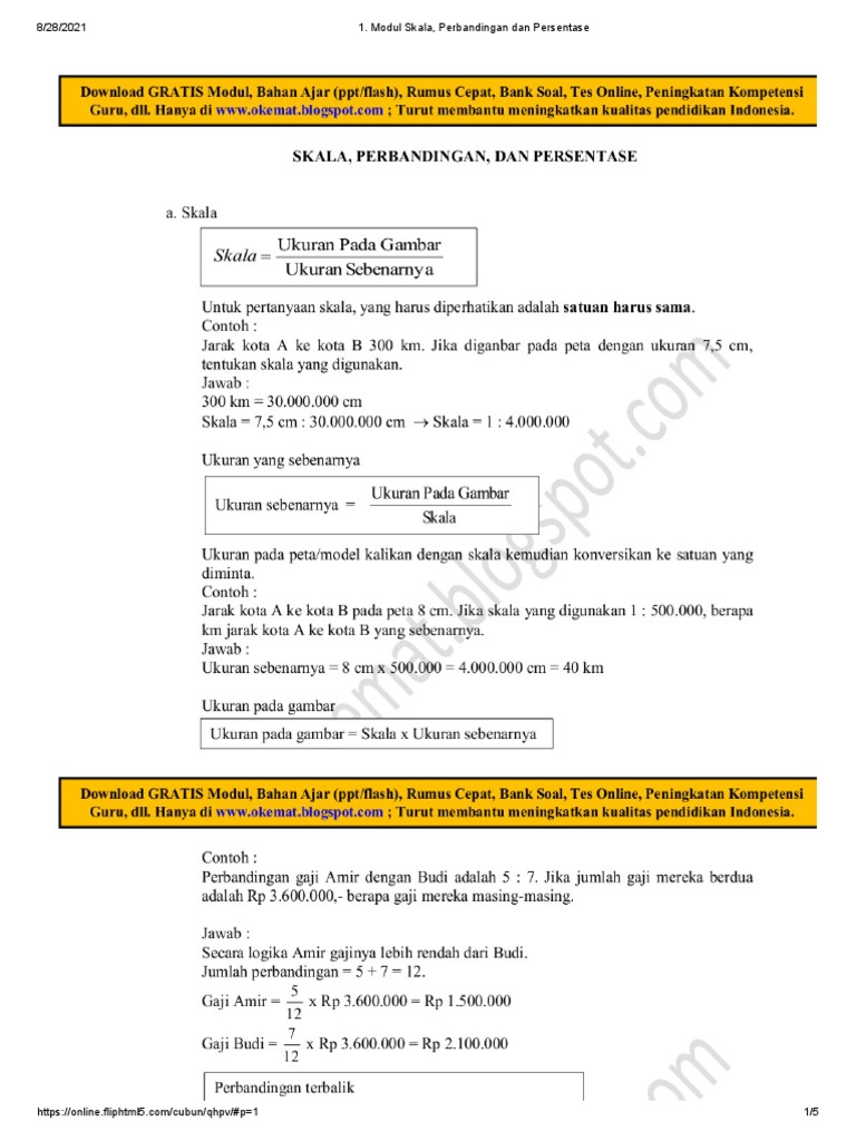 Modul Skala, Perbandingan Dan Persentase | PDF