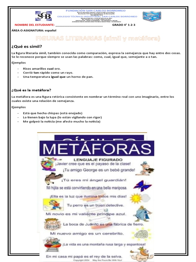 Figuras Literarias Símil y Metáforas | PDF | Metáfora