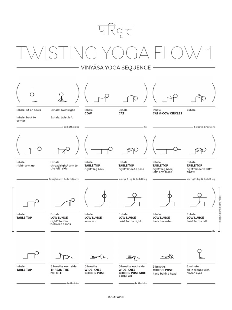Twisting Flow Yoga Sequence A4 Free Pdf Exhalation Breathing