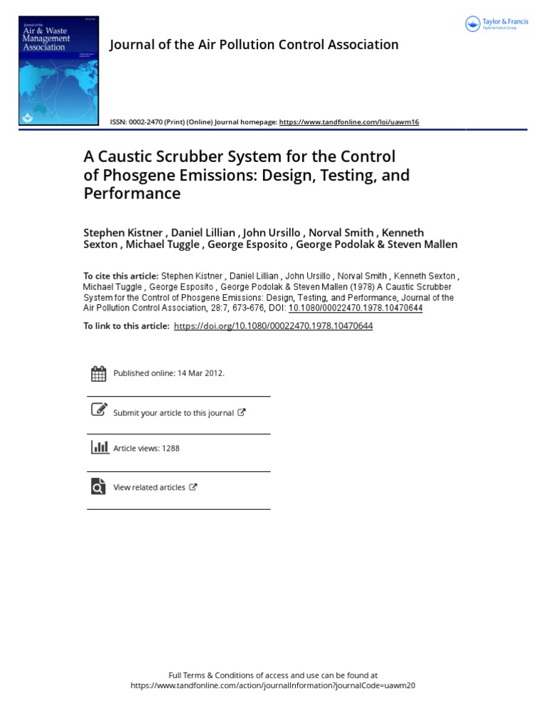 A Caustic Scrubber System For The Control of Phosgene Emissions Design ...