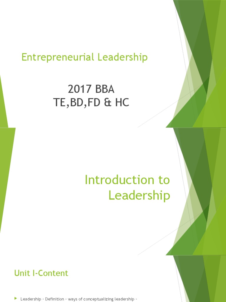C1 - Introduction To Leadership | PDF | Leadership | Entrepreneurship