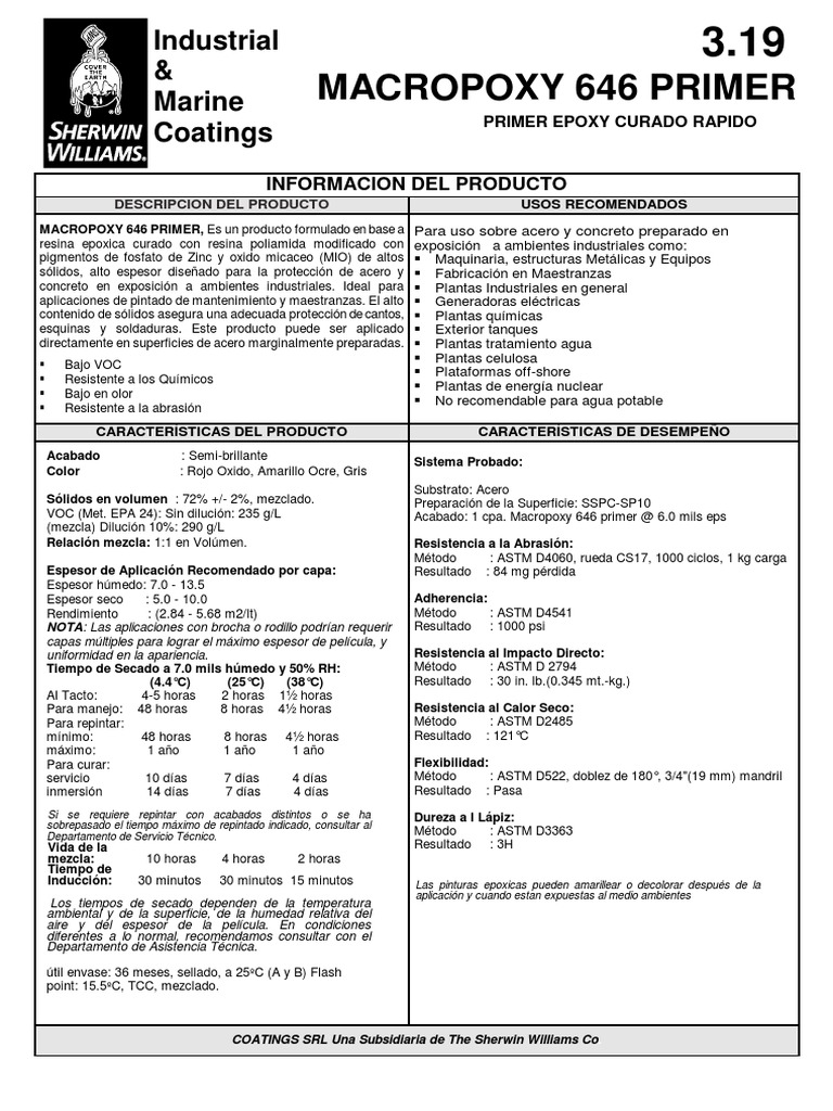Macropoxy 646 Primer | PDF | Acero | Pintar