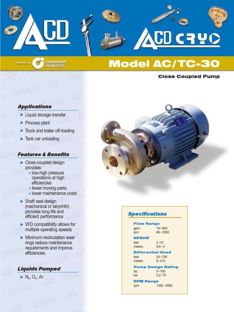 Model AC/ TC-30: Applications | PDF | Pump | Manufactured Goods