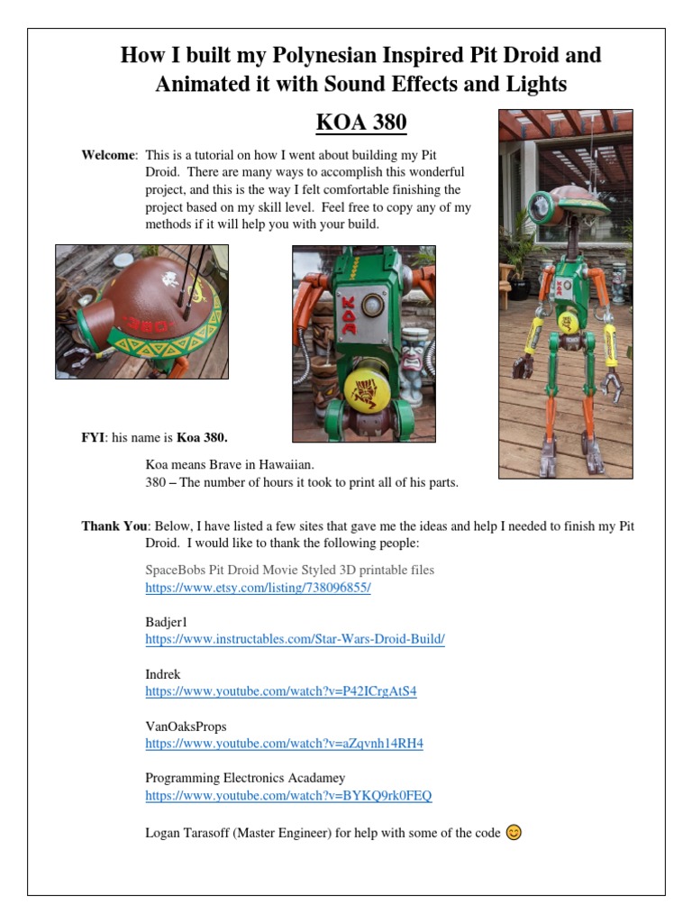 Building a Polynesian Pit Droid | PDF | Resistor | Printed Circuit Board