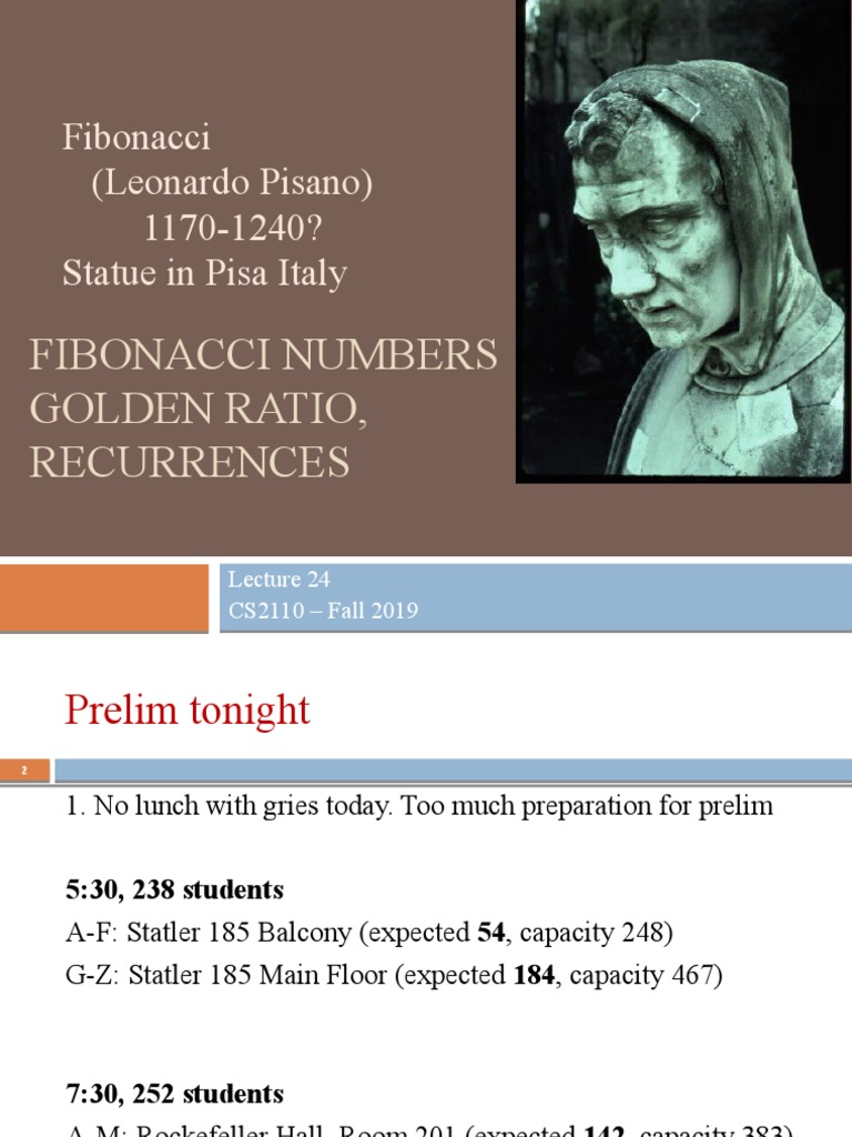 Fibonacci (Leonardo Pisano) 1170-1240? Statue in Pisa Italy: Fibonacci Numbers Golden Ratio ...