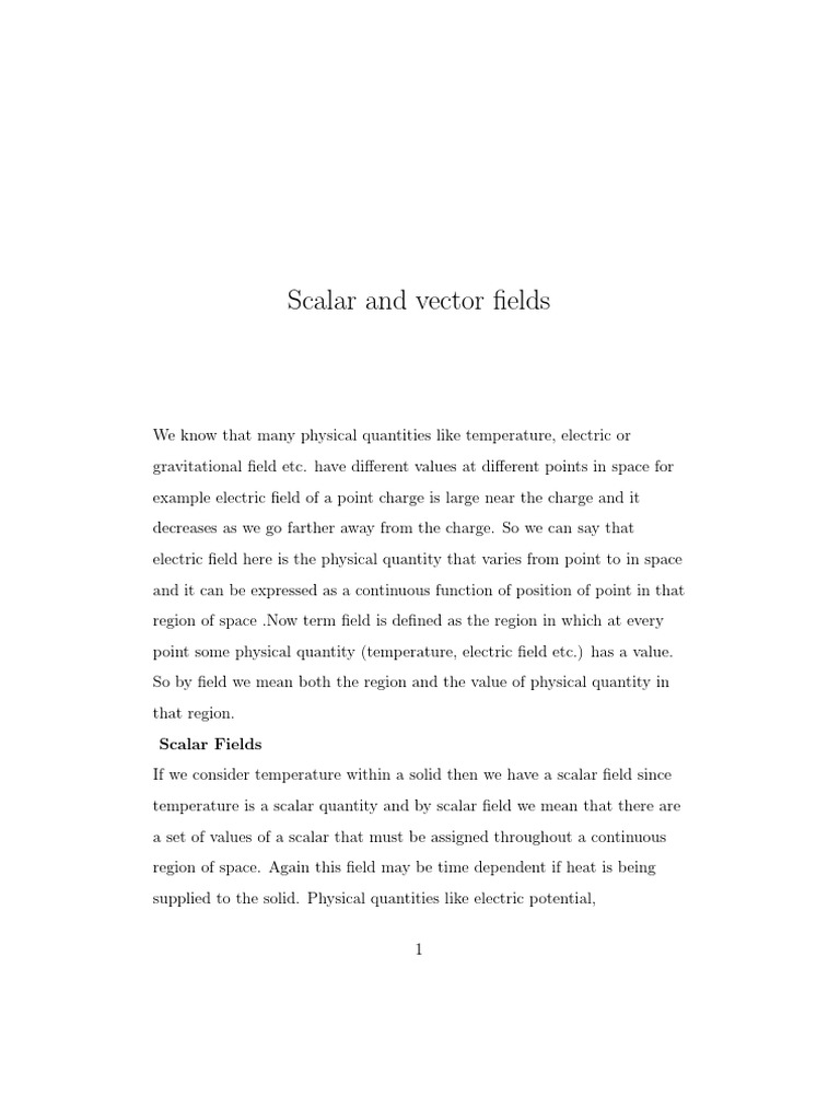 Scalar and Vector Fields | PDF | Euclidean Vector | Electric Field