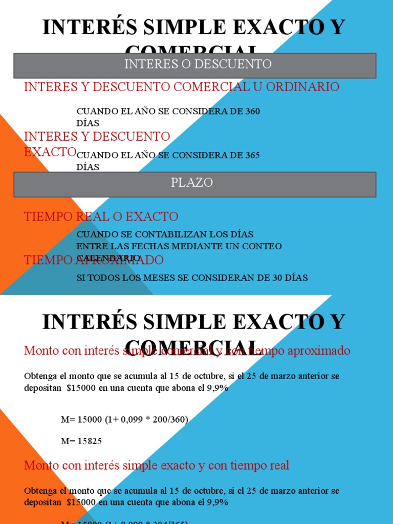 Interes Simple Exacto y Comercial | PDF | Interés | Comercio