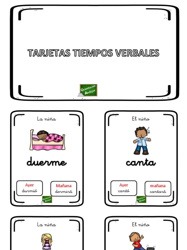 Tarjetas para Trabajar Los Tiempos Verbales | PDF