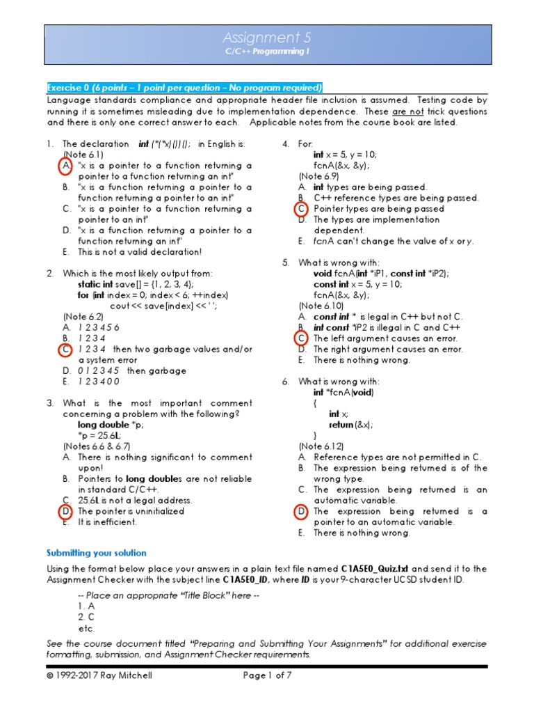 Assignment 5 Int X 5 Y 10 Pdf Parameter Computer Programming Pointer Computer