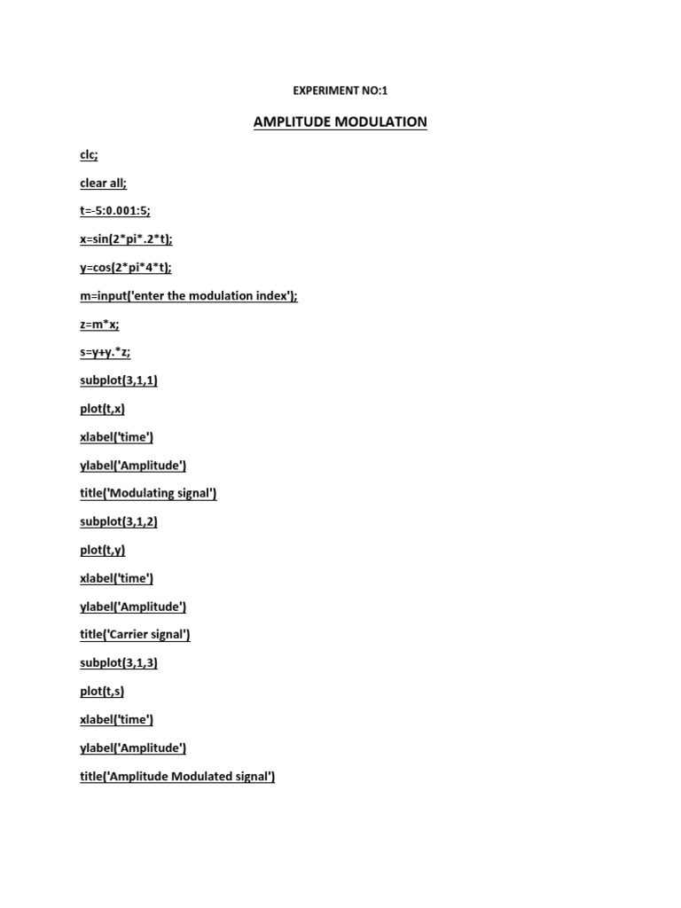 Amplitude Modulation: Experiment No:1 | Download Free PDF | Frequency ...