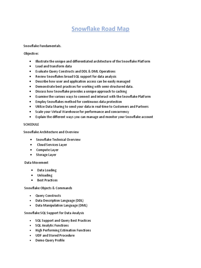 Snowflake Road Map | PDF | Computers