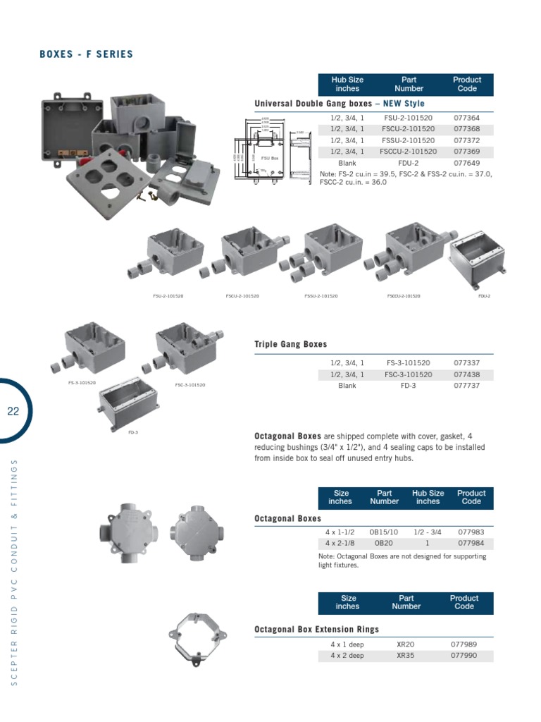 Boxes - F Series: Universal Double Gang Boxes | PDF | Pipe (Fluid ...