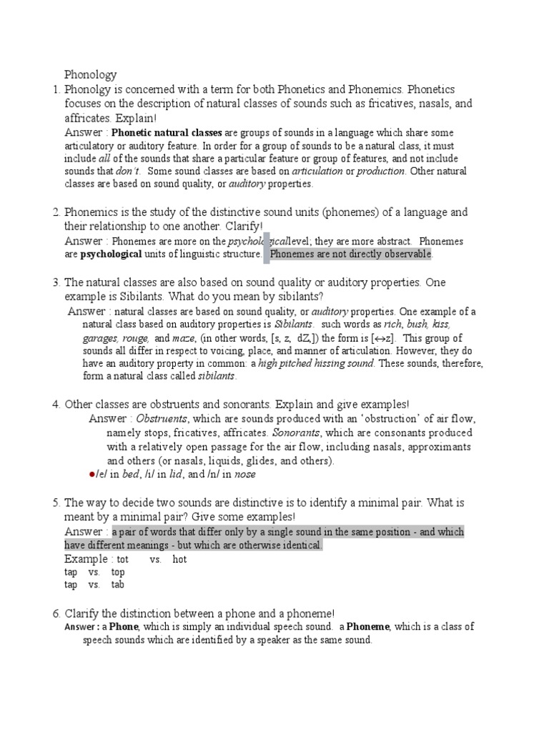 Phonetic Natural Classes Are Groups of Sounds in A Language Which Share ...