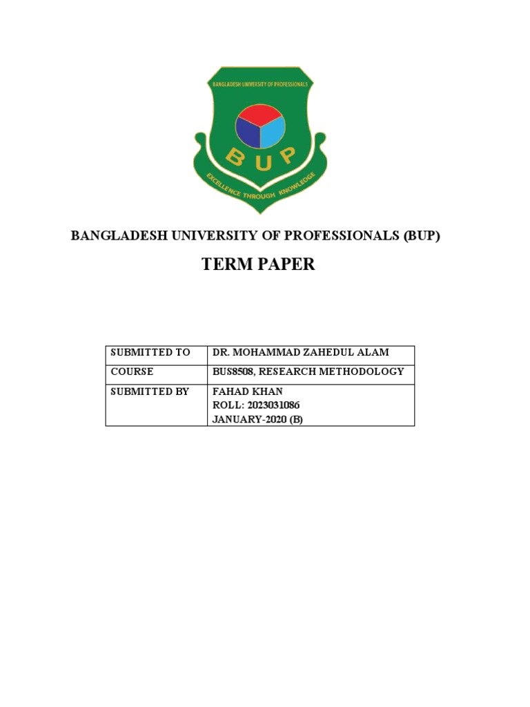 Term Paper: Bangladesh University of Professionals (Bup) | Download ...